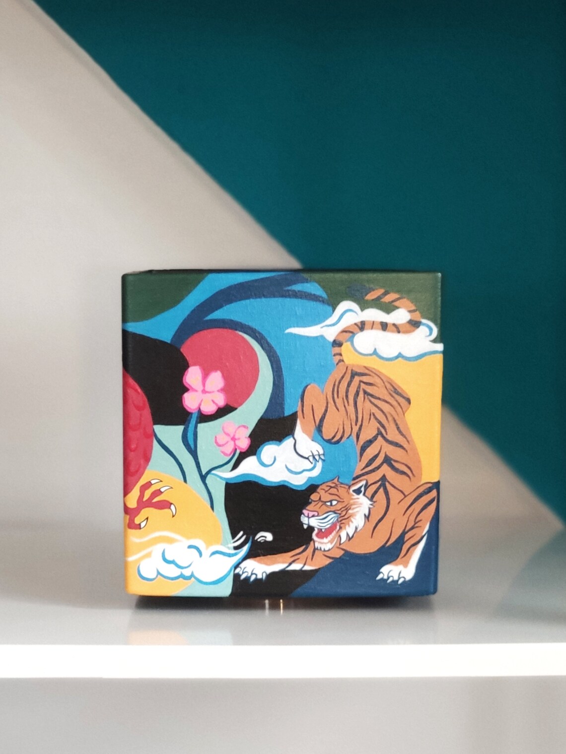 Square Ceramic Flower Pot Japanese Style Hand Painted Cube - Etsy
