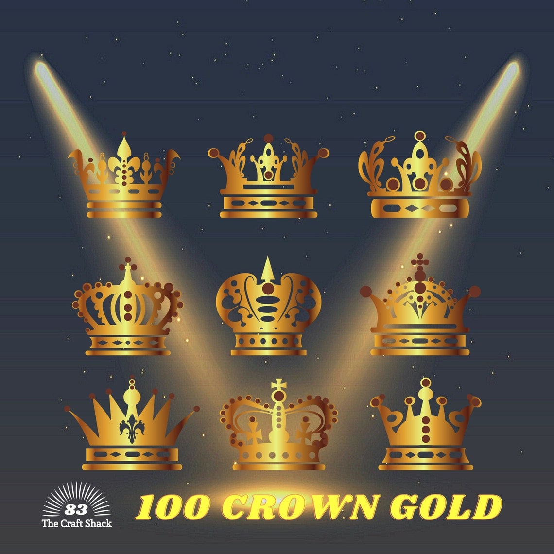 Crown SVG Bundle, Gold Crown SVG, Tiara Svg, Queen Crown Svg, Gold ...