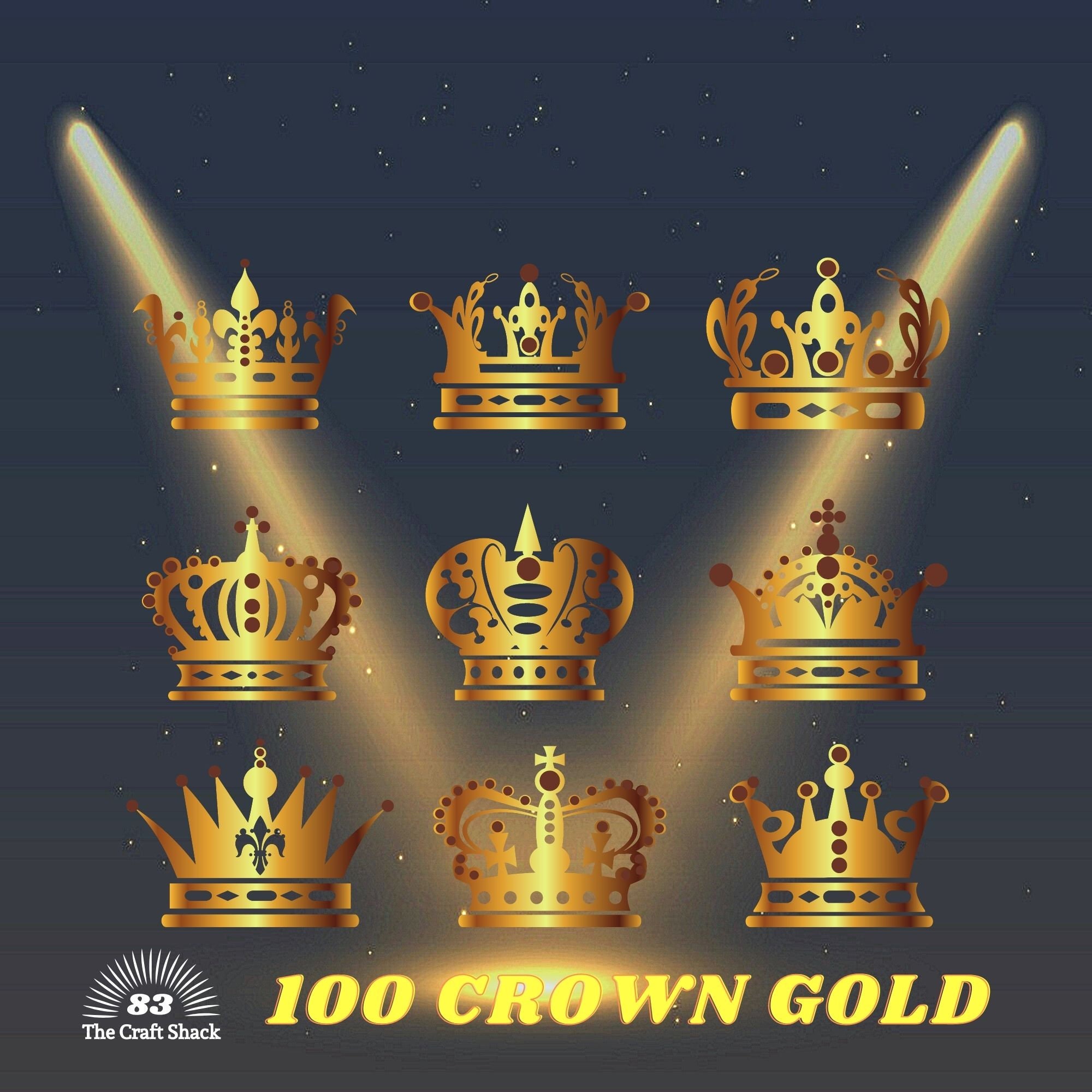 Crown SVG Bundle, Gold Crown SVG, Tiara Svg, Queen Crown Svg, Gold ...