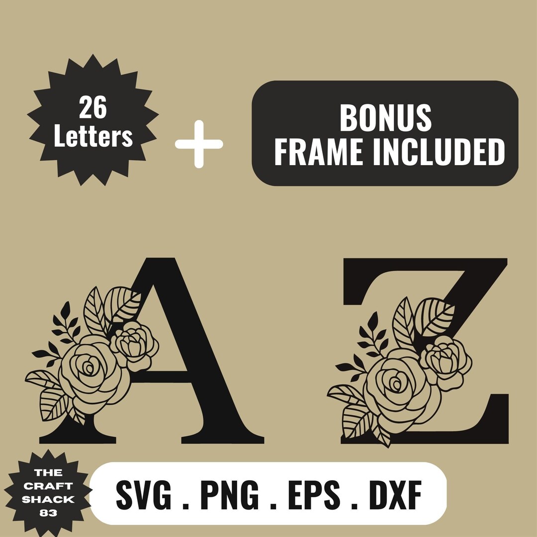 Flower Letter Monogram Svg Png, Alphabet Svg Flower, Monogram Svg ...