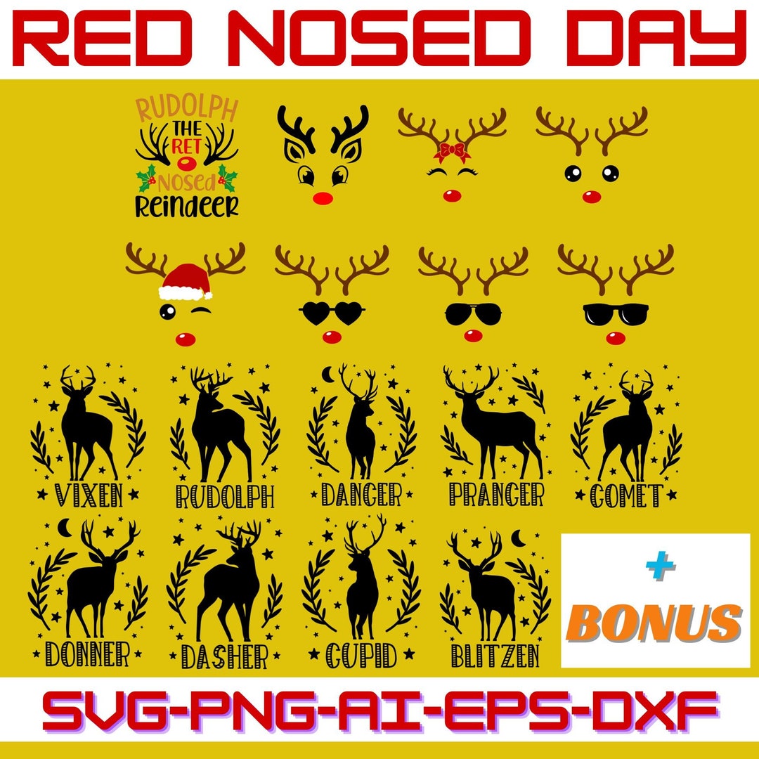 Red Nosed Day 2024 SVG, Reindeer Svg, Rudolph Svg, Cute Red Nose Shirt ...