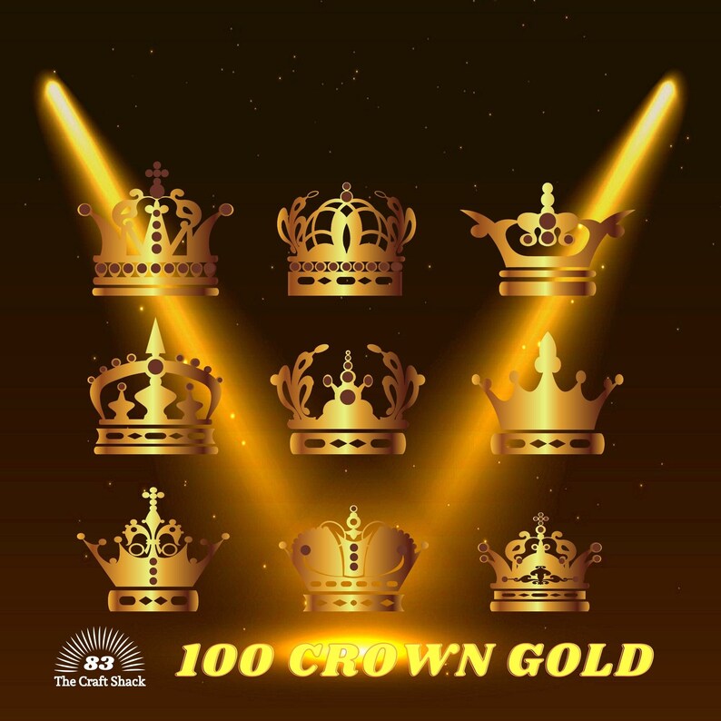 Crown SVG Bundle, Gold Crown SVG, Tiara Svg, Queen Crown Svg, Gold ...