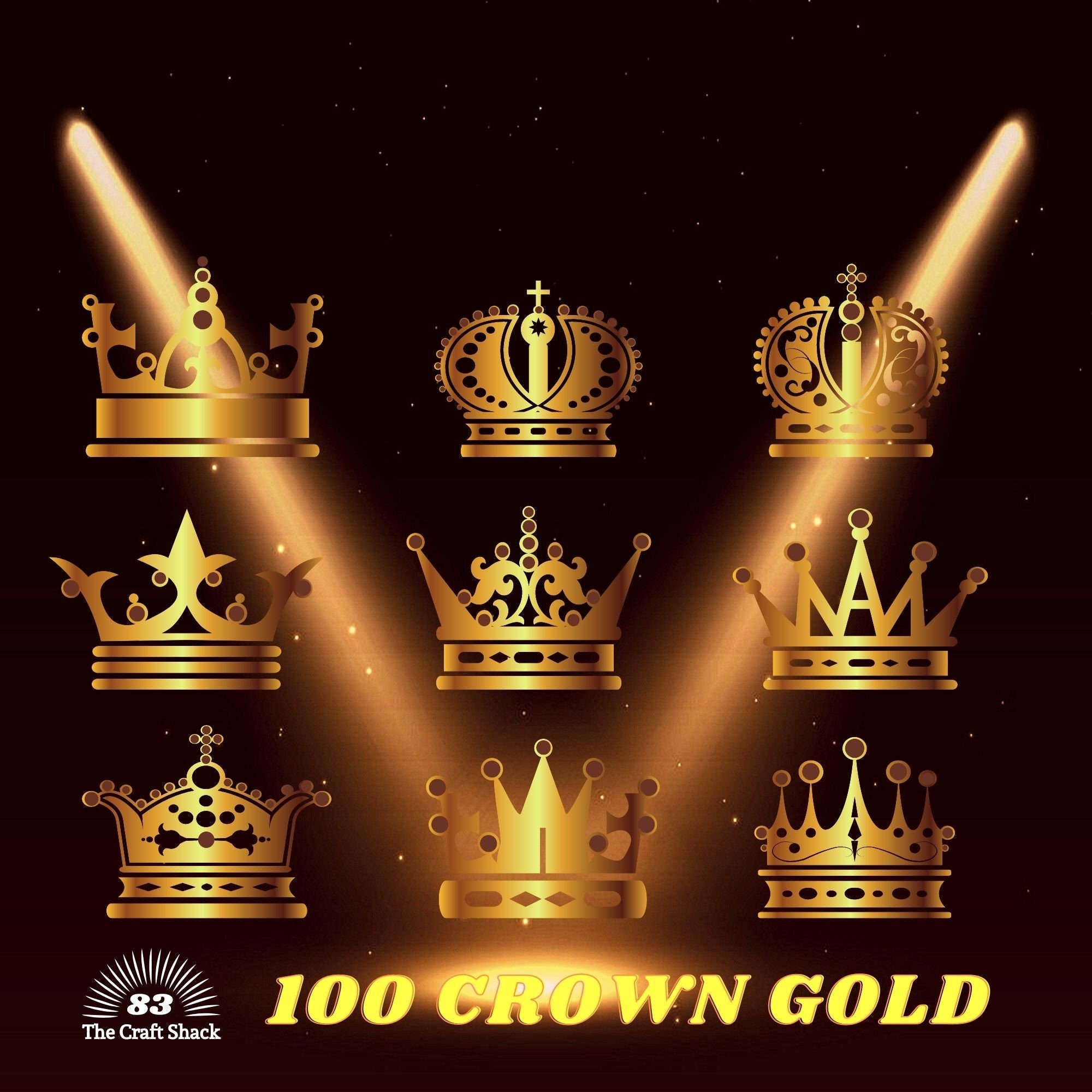 Crown SVG Bundle, Gold Crown SVG, Tiara Svg, Queen Crown Svg, Gold ...