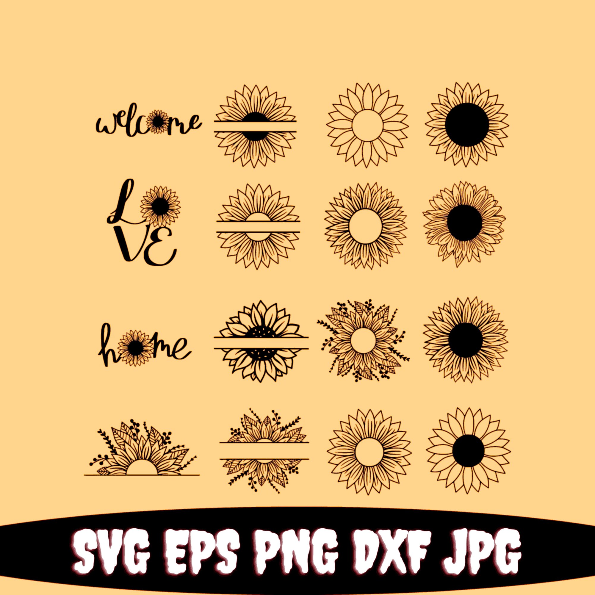 Sunflower Svg, Sunflower Svg Files for Cricut, Flower Outline Svg ...