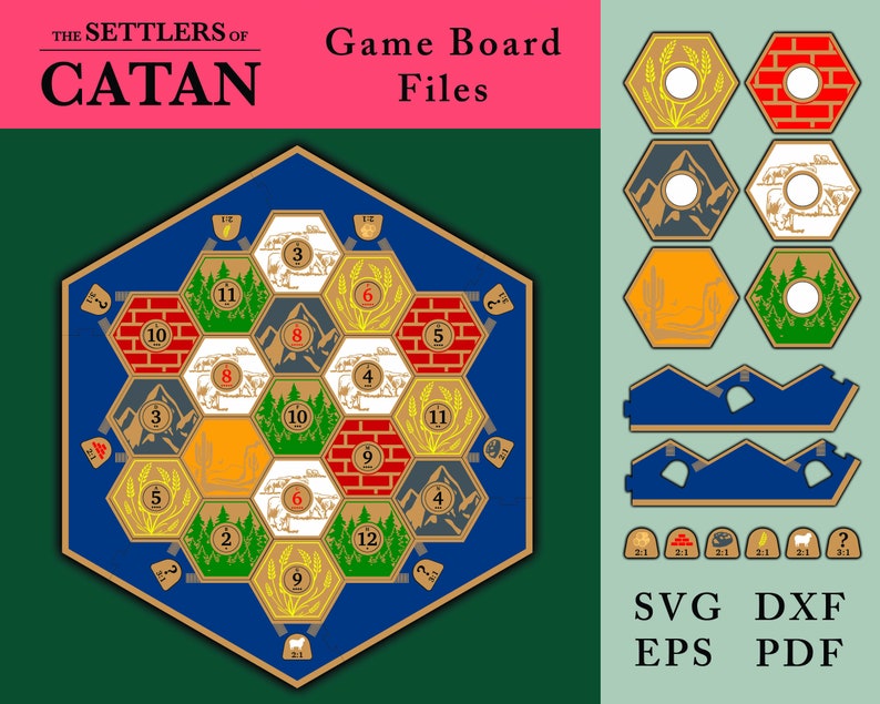 Digital Laser Cut Files | Custom Catan-inspired Wooden Game Board ...