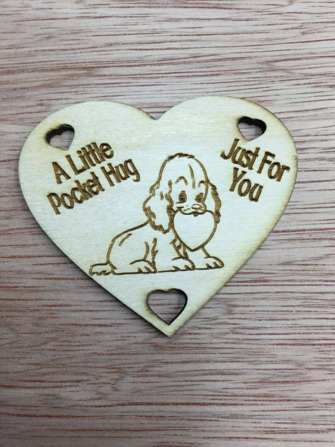Wooden CUTE PUPPY Pocket Hug Heart Magnet Keying Token Loved - Etsy