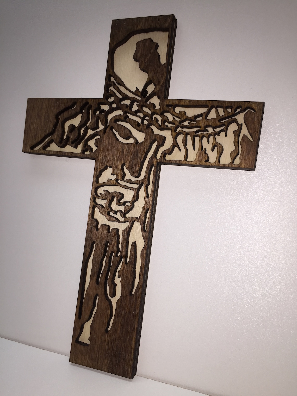 VERY NICE Laser Cut Jesus Face on Cross Wall Hanging - Etsy