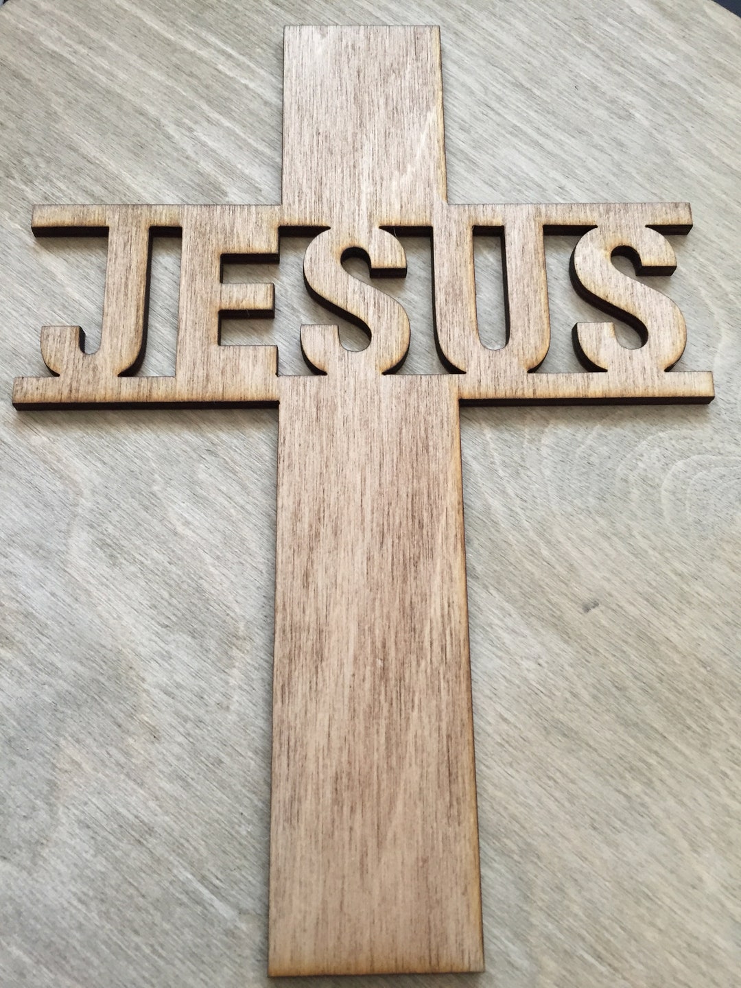 Laser Cut Jesus Name on Cross Wall Hanging, Ornament, Faith, Church ...