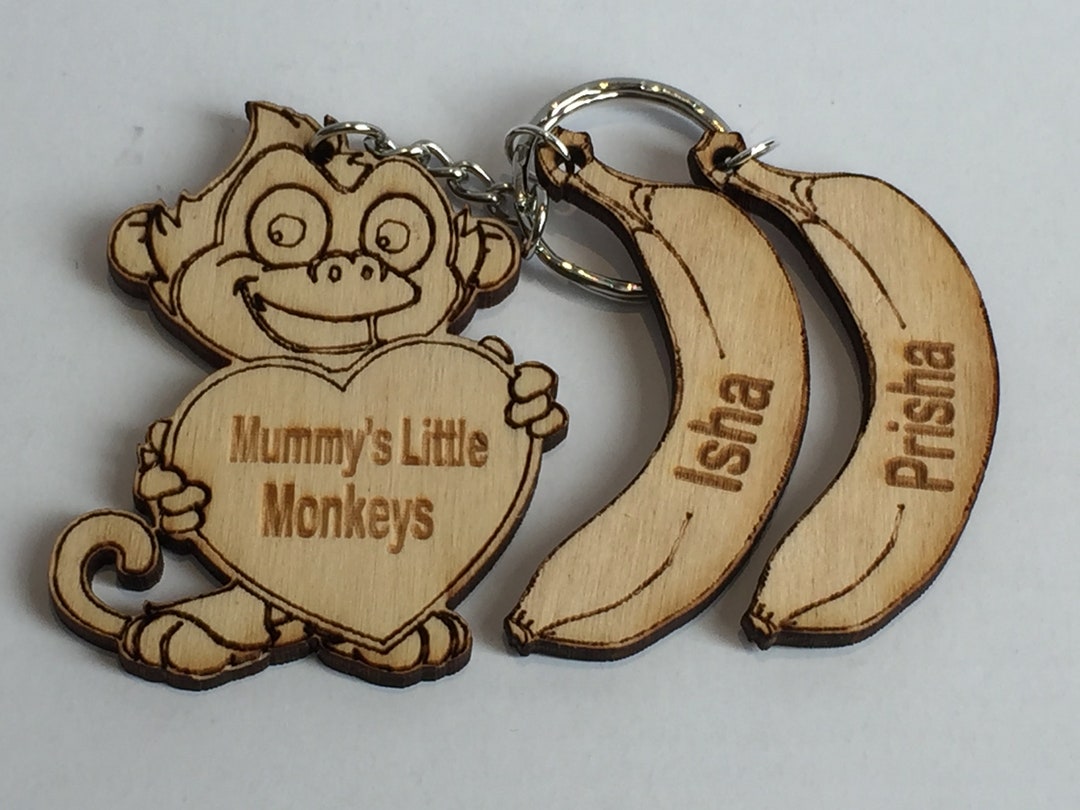 Personalised Wooden Mummys Little Monkey Keyring Absolutely - Etsy