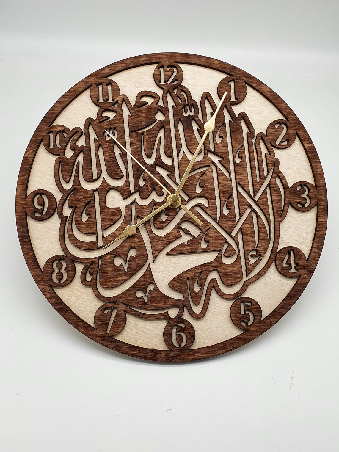 Wooden Allah Muhammed Arabic Calligraphy Wall Clock Muslim | Etsy