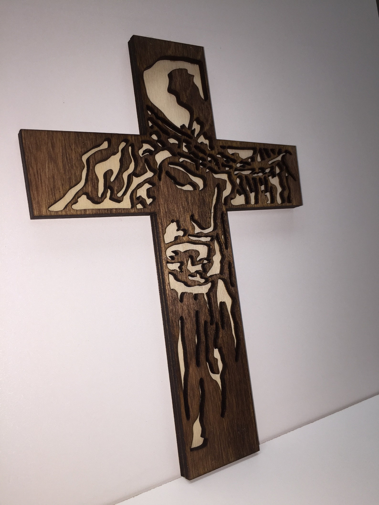 VERY NICE Laser Cut Jesus Face on Cross Wall Hanging - Etsy