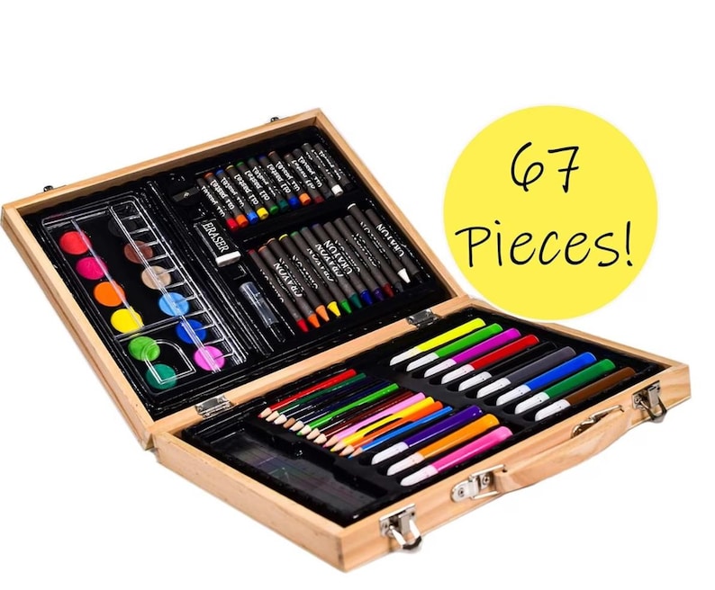 Personalised Kids 67 Piece Drawing Art Box, Artist Case, Creative Gift ...