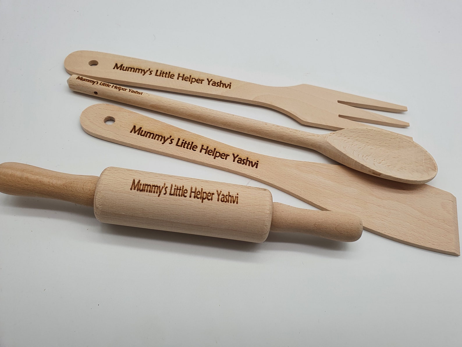 4 Personalised Laser Engraved Wooden Utensils Set Wedding - Etsy