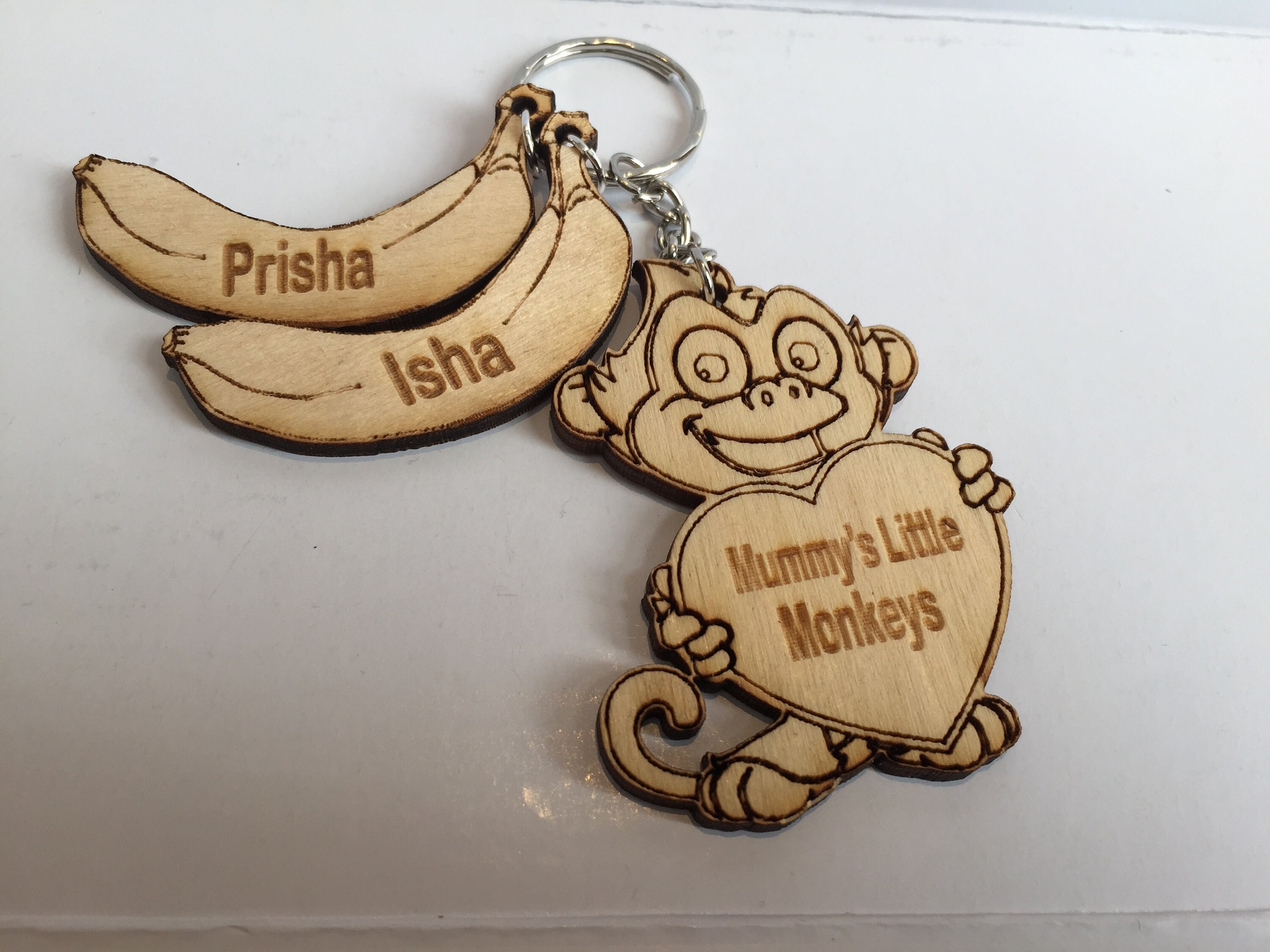 Personalised Wooden Mummys Little Monkey Keyring Absolutely | Etsy
