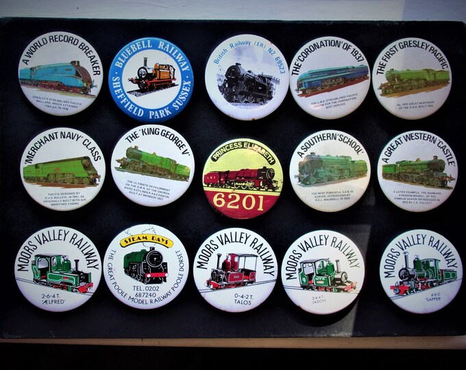 Vintage Train Railway Badges Metal and Plastic Pin Button Badges Trains ...