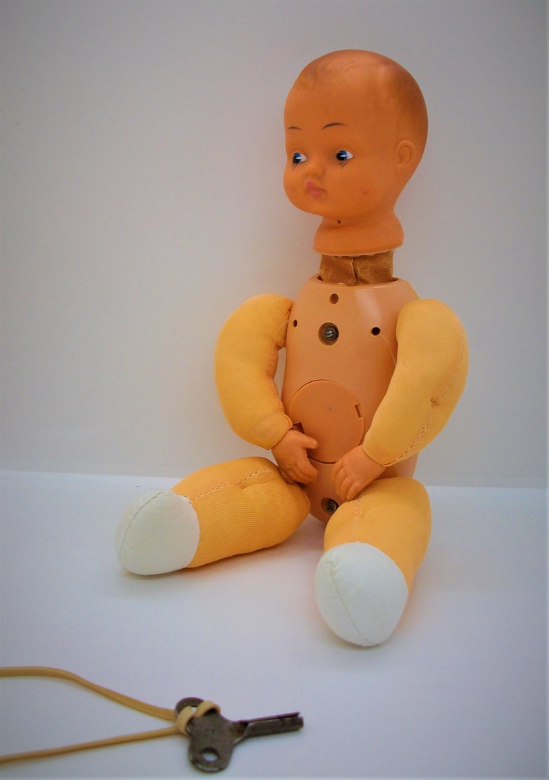 Rare Vintage Key Wind up Baby Doll With Moving Stuffed Cloth Arms and ...