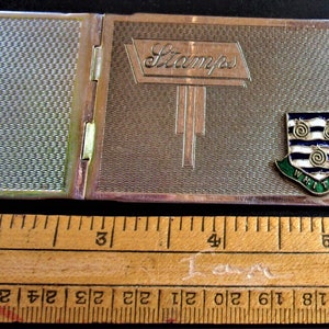 Rare Vintage Chrome Metal Folding Stamp Holder With Enameled Whitby ...