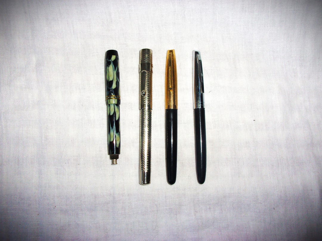 Vintage Lever Fill Green Marble Design Fountain Pen 14k Gold Nib ...