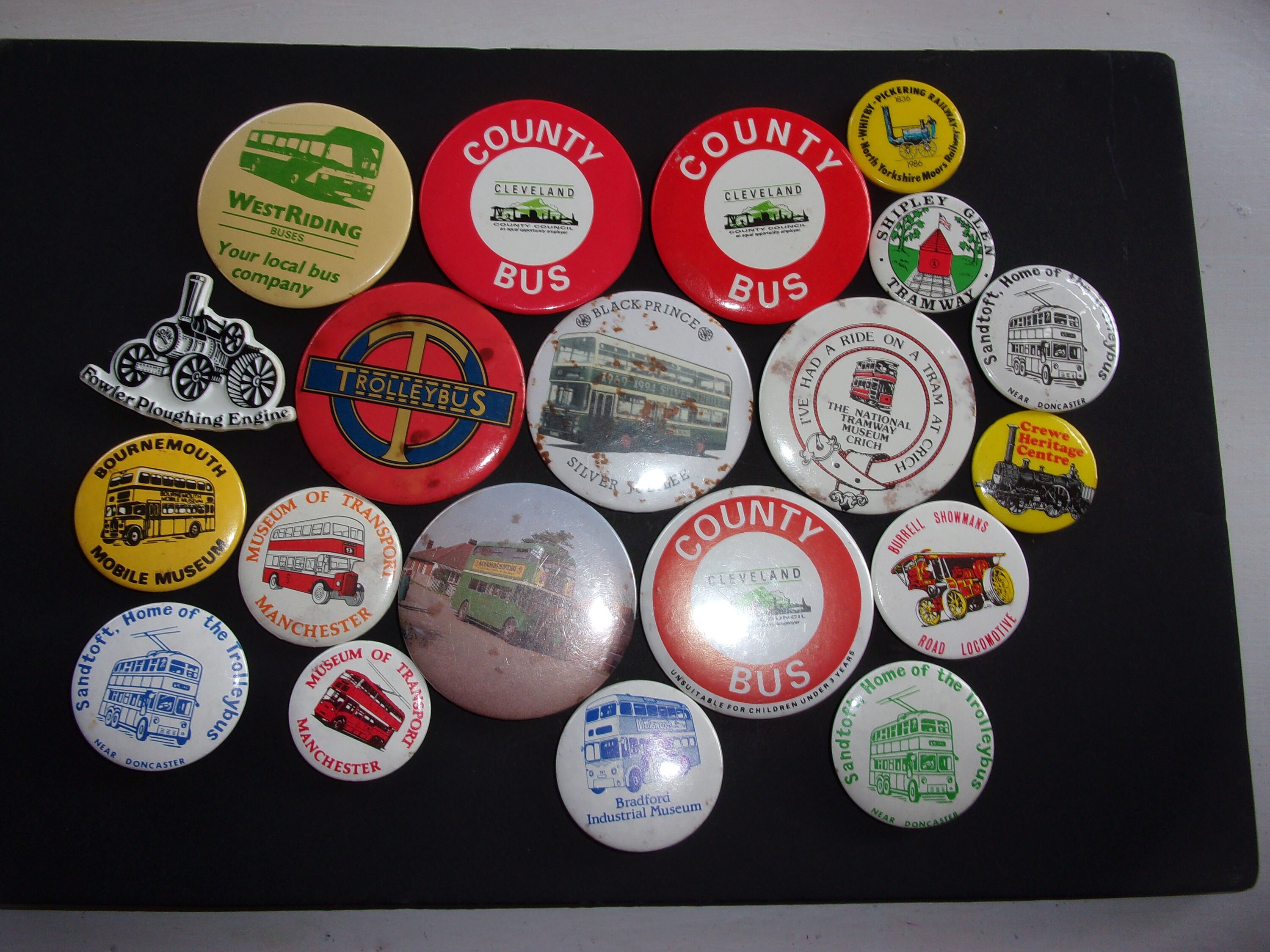 Vintage Bus & Tram Badges Metal and Plastic Pin Button Badges Bus Coach ...