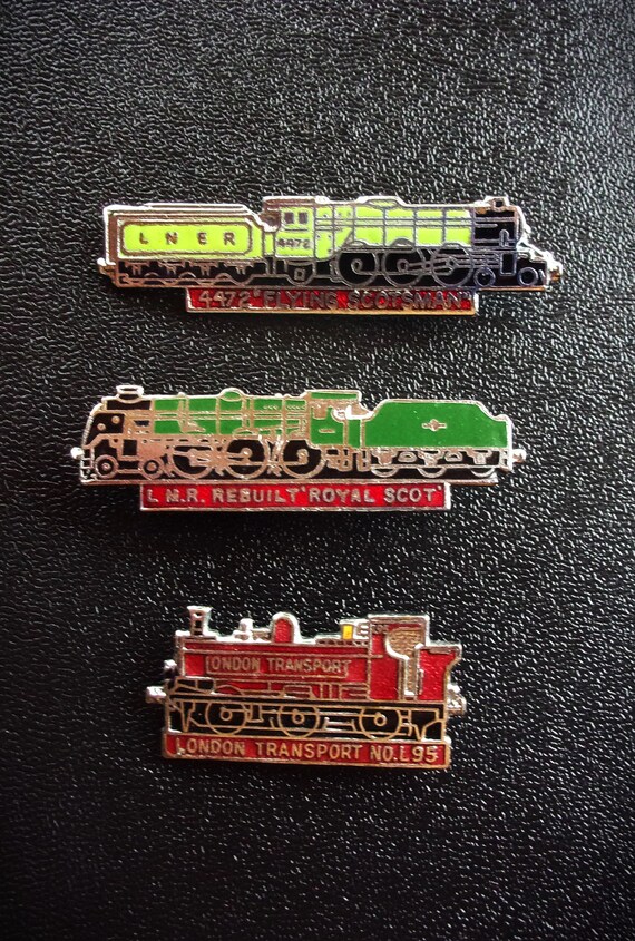 Rare Vintage Steam Train Railway Badges x 3 Metal + E… - Gem