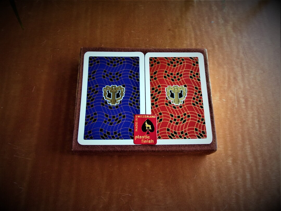 Vintage Finest Swiss Playing Cards Double Deck Bridge Pack Plastic ...