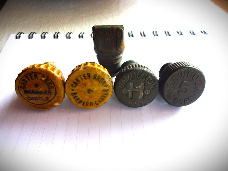 Rare Vintage Bottle Stoppers Tops X 5 Advertising Lemonade Soda R ...
