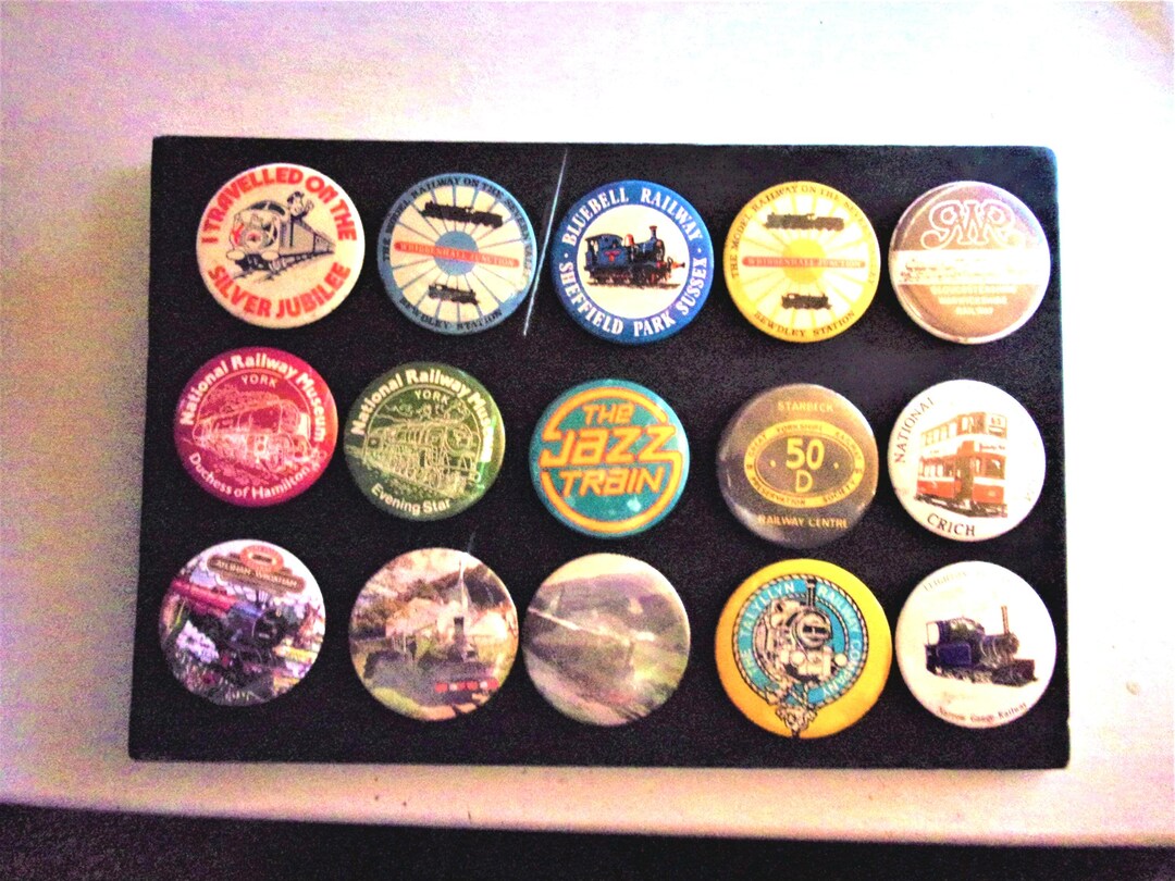 Vintage Train Railway Museums Badges Metal and Plastic Pin Button ...
