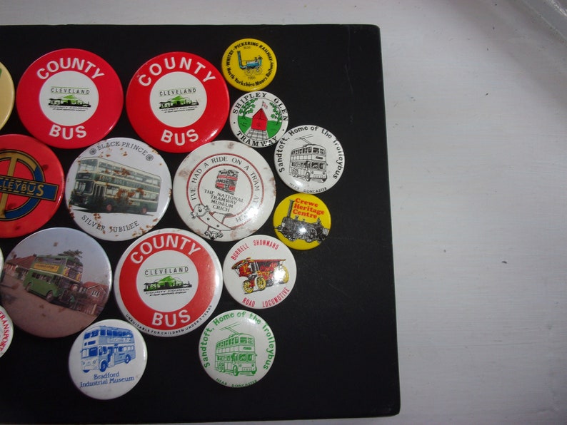 Vintage Bus & Tram Badges Metal and Plastic Pin Button Badges Bus Coach ...