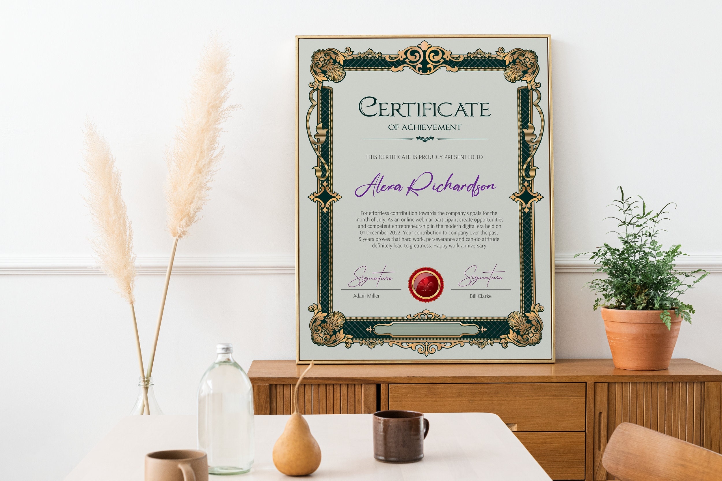 Certificate Template EDITABLE, Printable Certificate, Appreciation Certificate, Vintage ...