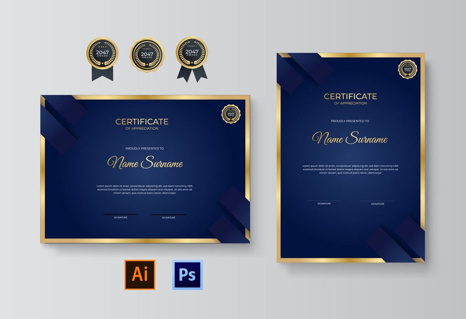 Set of 2 EDITABLE Certificate of Achievement, Printable Achievement ...