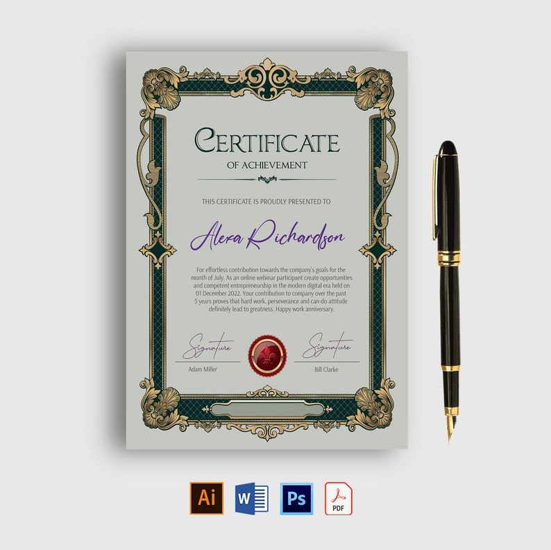 Certificate Template EDITABLE, Printable Certificate, Appreciation ...