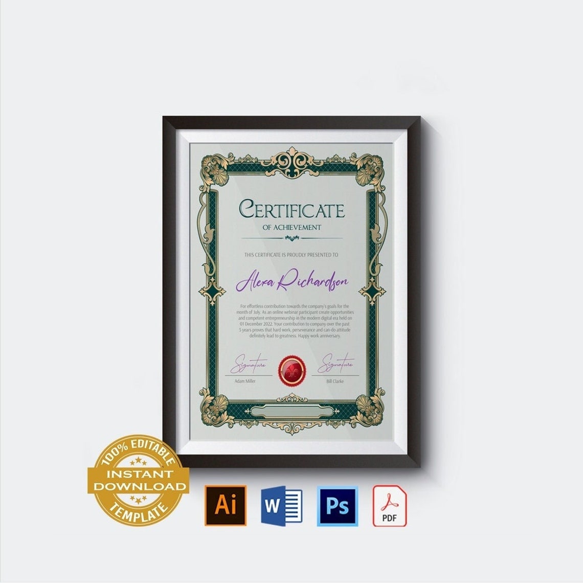 Certificate Template EDITABLE, Printable Certificate, Appreciation ...