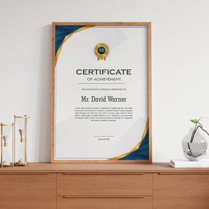 Set of 2 Certificate of Achievement, Printable Achievement Award ...