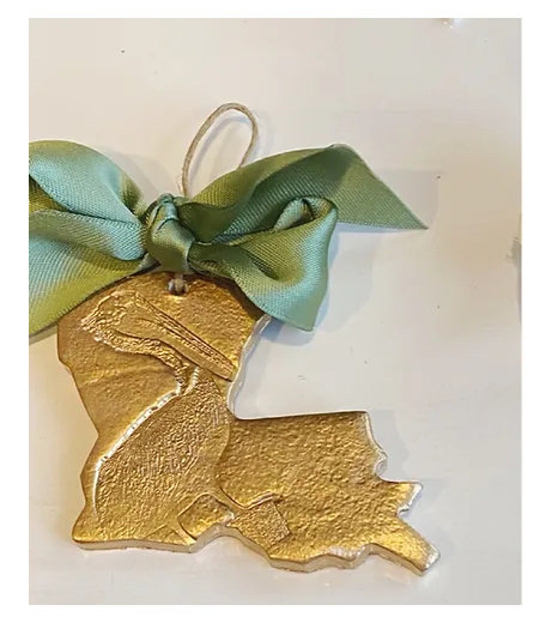 Hand Brushed Gold Leaf Louisiana Pelican Christmas Ornament - Etsy