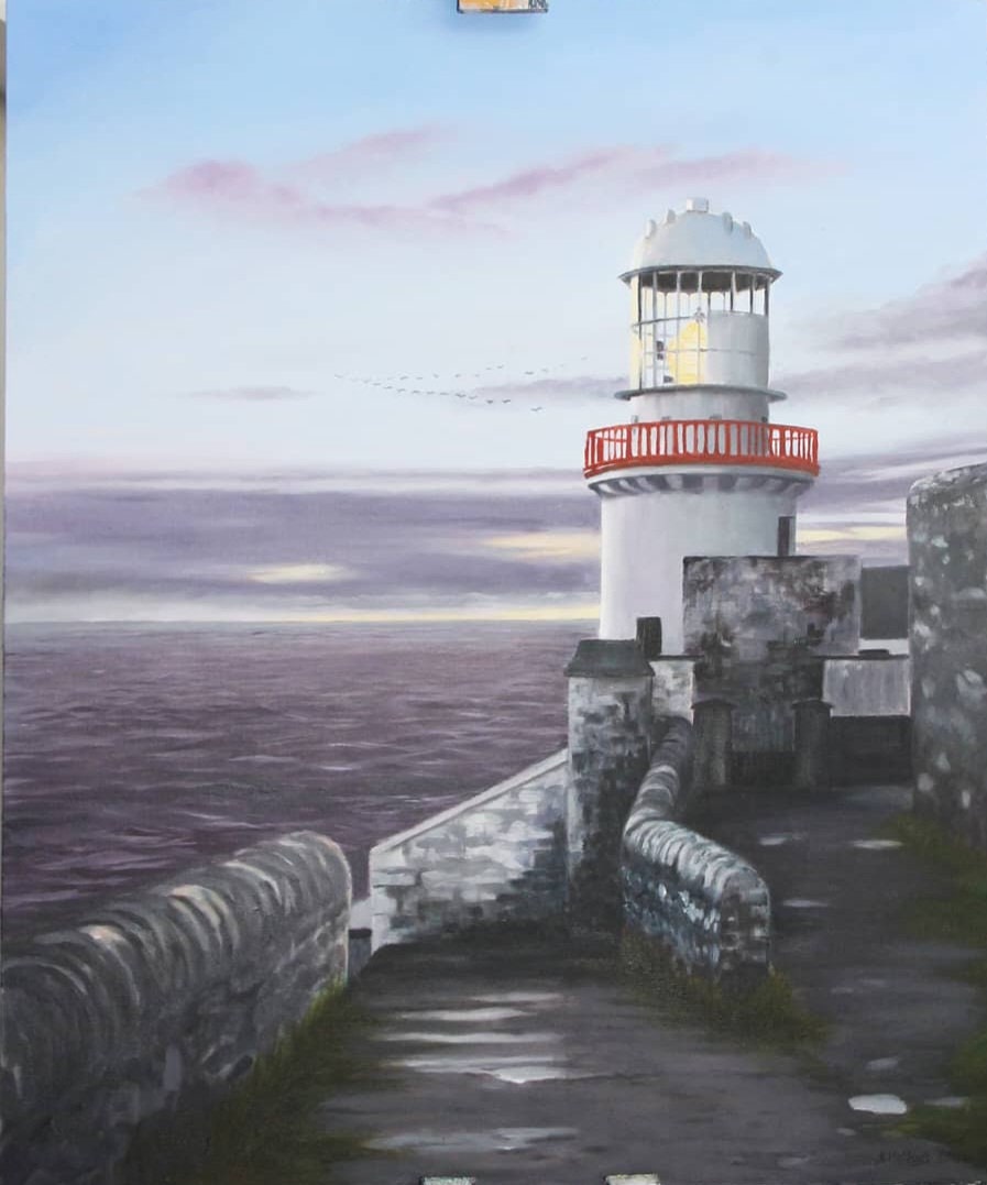Wicklow Head Lighthouse Print, Painting, Print, Gift, Irish Art by ...