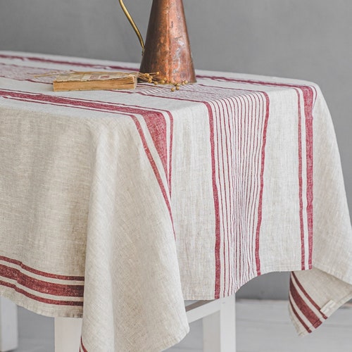 Striped Linen Tablecloth French Style Tablecloth in Various - Etsy