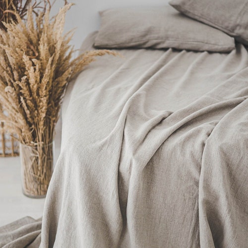 Natural Linen Bedspread Undyed Linen Bed Cover Rustic Linen - Etsy