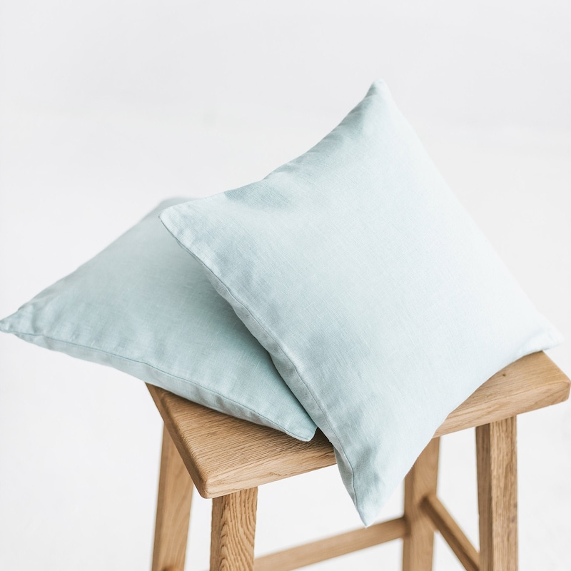 Powder Blue Linen Cushions - Etsy