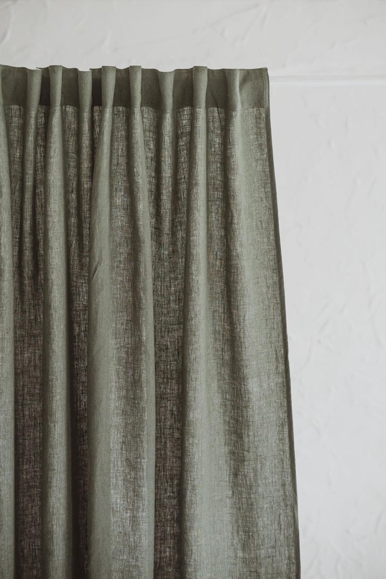 Cortina de lino natural con cinta de cabecera multifuncional – Panel de ...