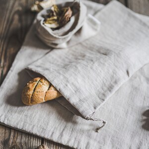 Linen Bread Bag, Reusable Bread Storage, Natural Linen Sack, Eco ...
