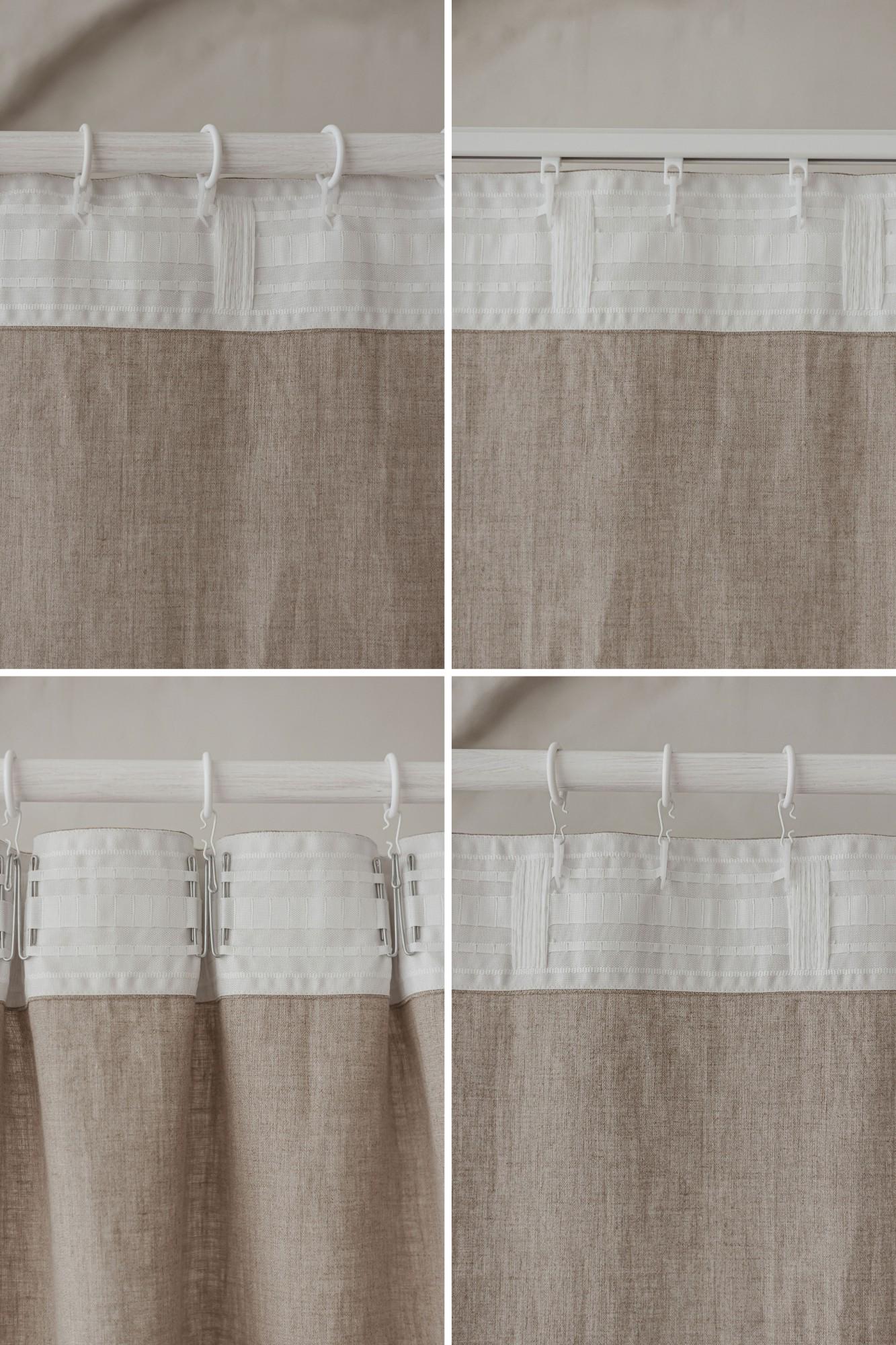 Striped Linen Curtain With Multifunctional Heading Tape – French Style ...