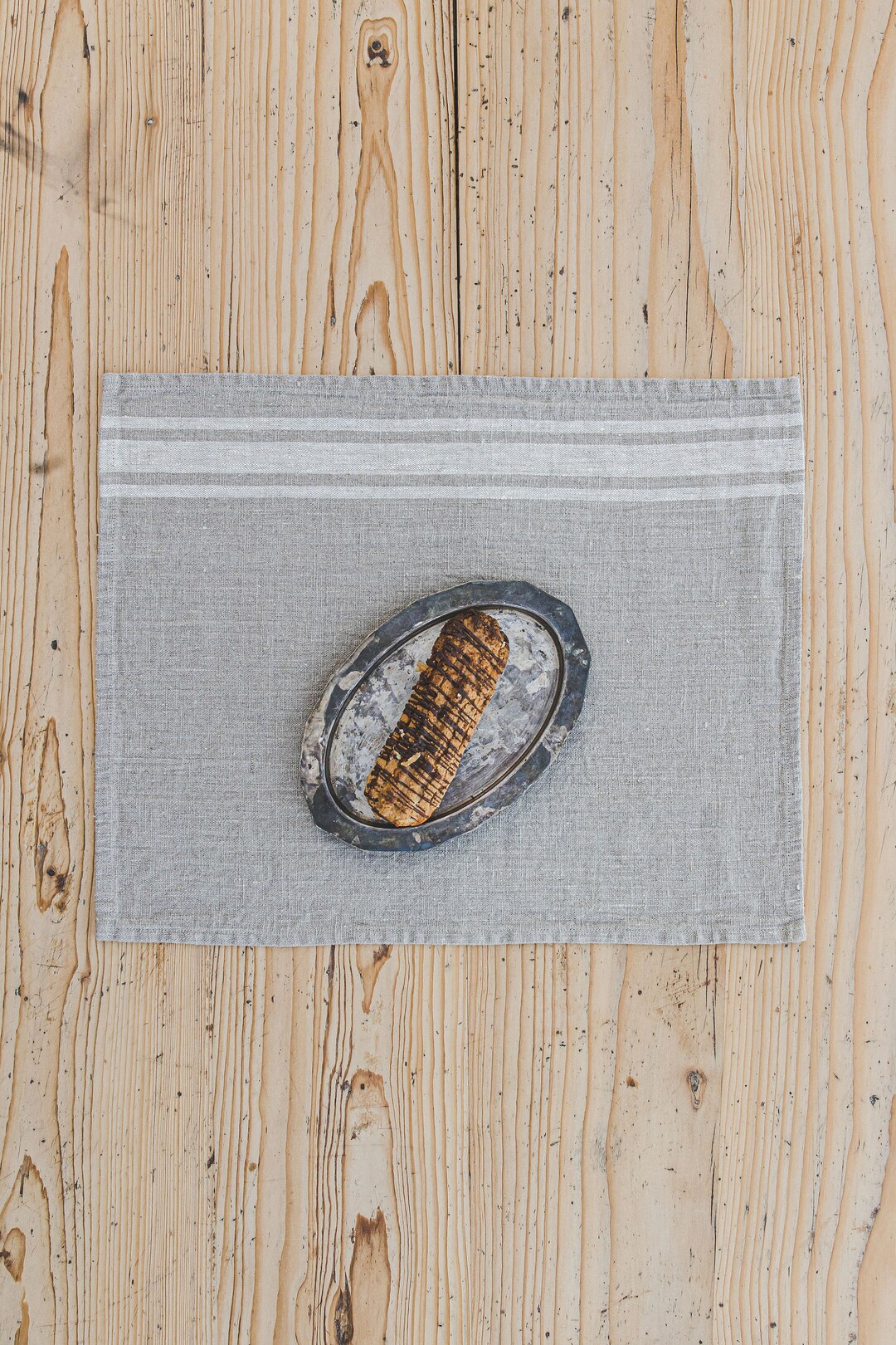 French Style Linen Placemats, Natural Striped Linen Placemats, Linen ...