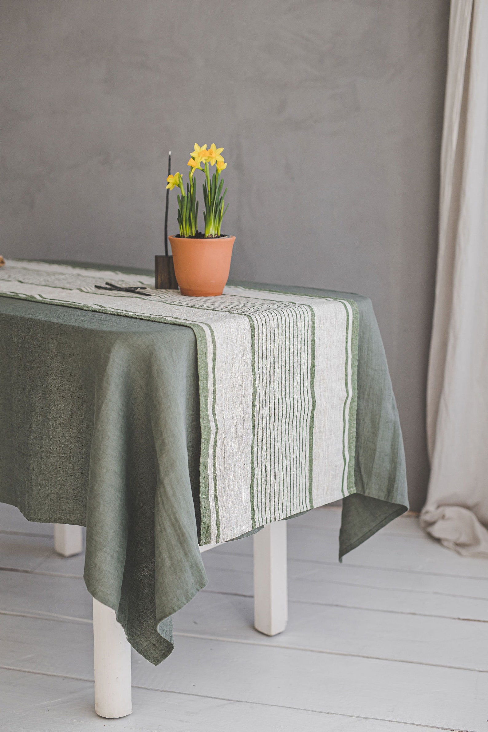 French Style Linen Table Runner Striped Linen Table Runner - Etsy