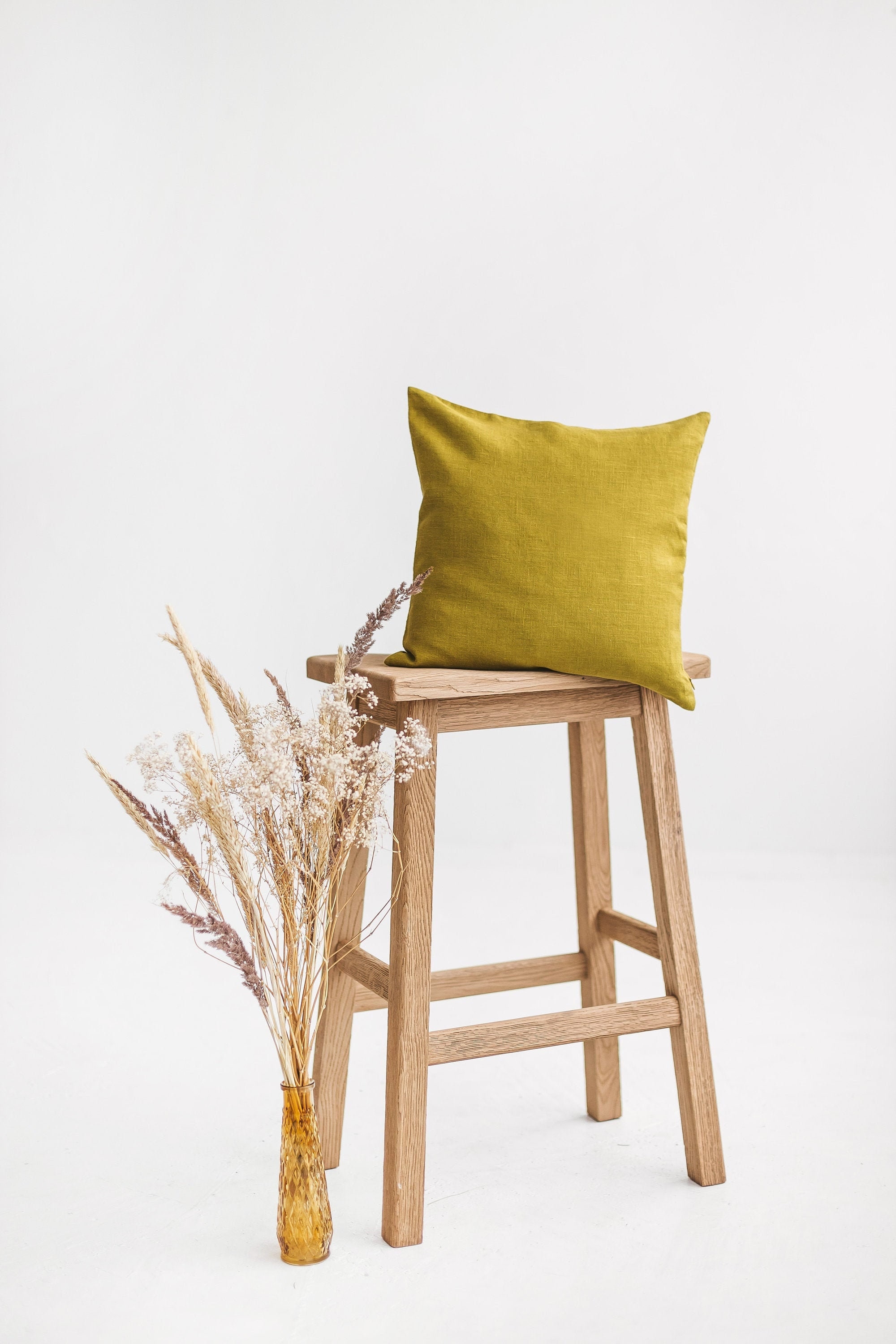 Olive Green Linen Pillowcase, Decorative Pillow Cover, Olive Linen ...