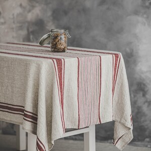 Striped Linen Tablecloth French Style Tablecloth in Various | Etsy