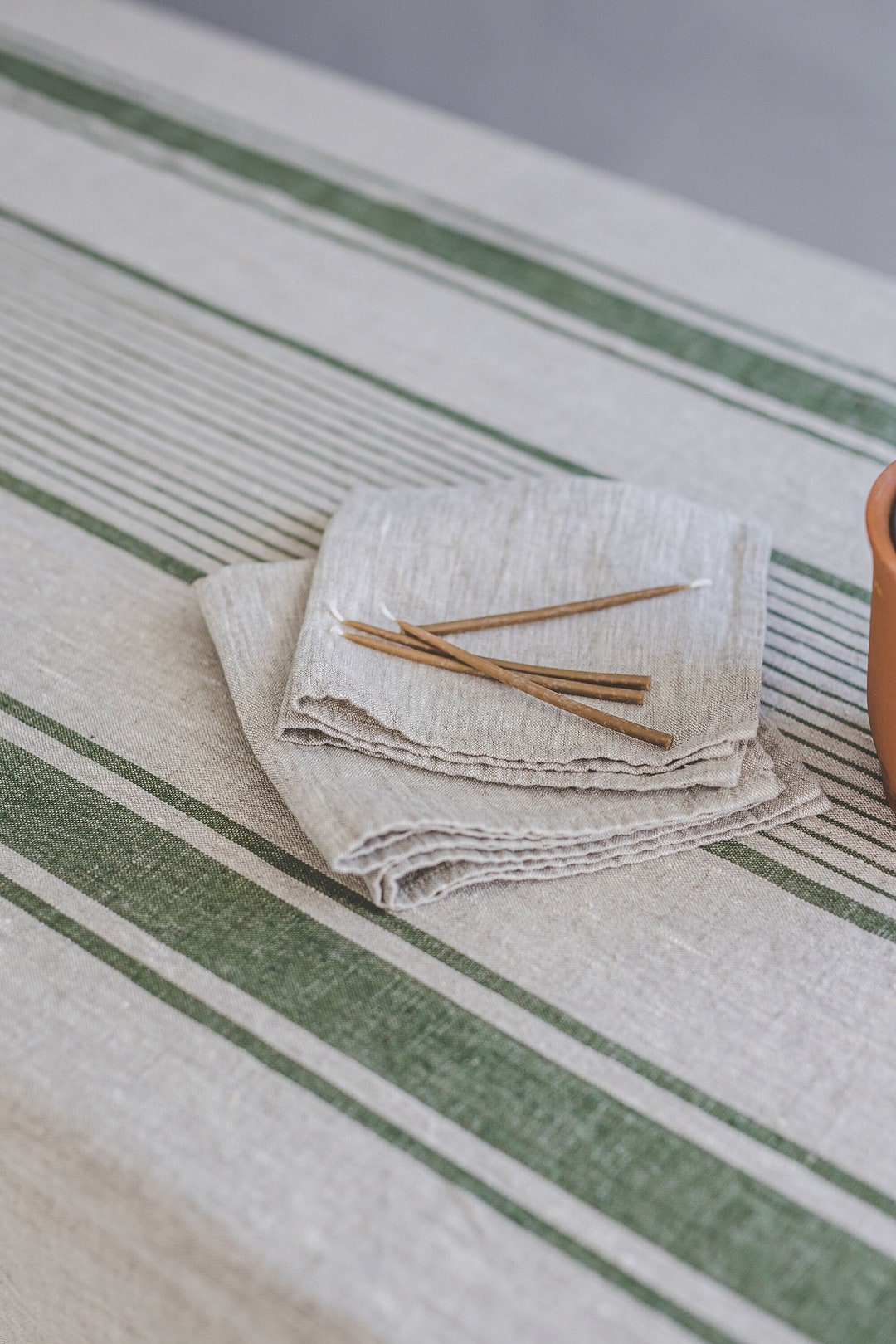 Natural Linen Napkins From French Style Linen Fabric, Rough Linen ...