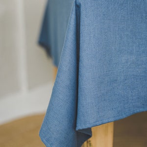 Cornflower Blue Linen Tablecloth, Natural Linen Tablecloth, Linen ...