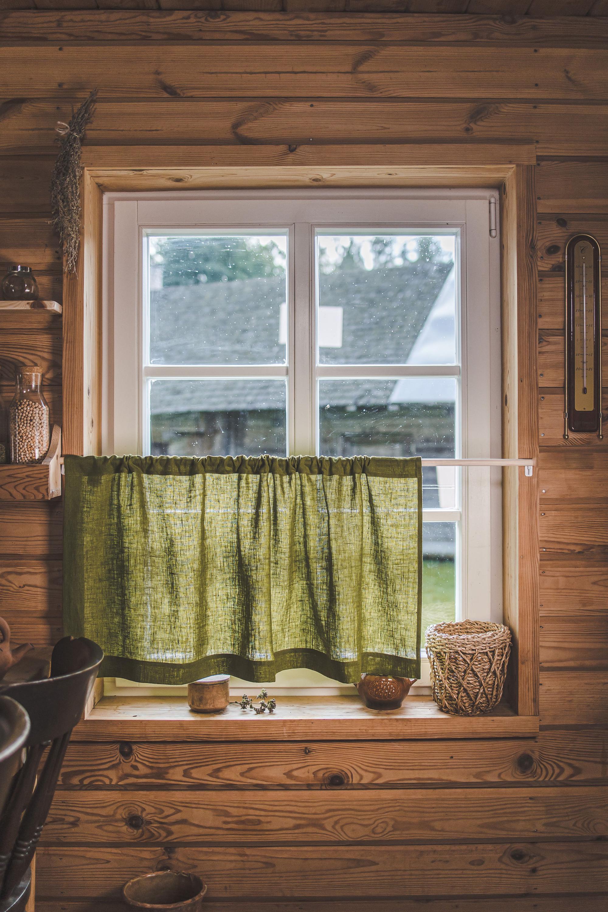 Mimosa Yellow Linen Café Curtains – 100% Natural Linen, Eco-friendly ...