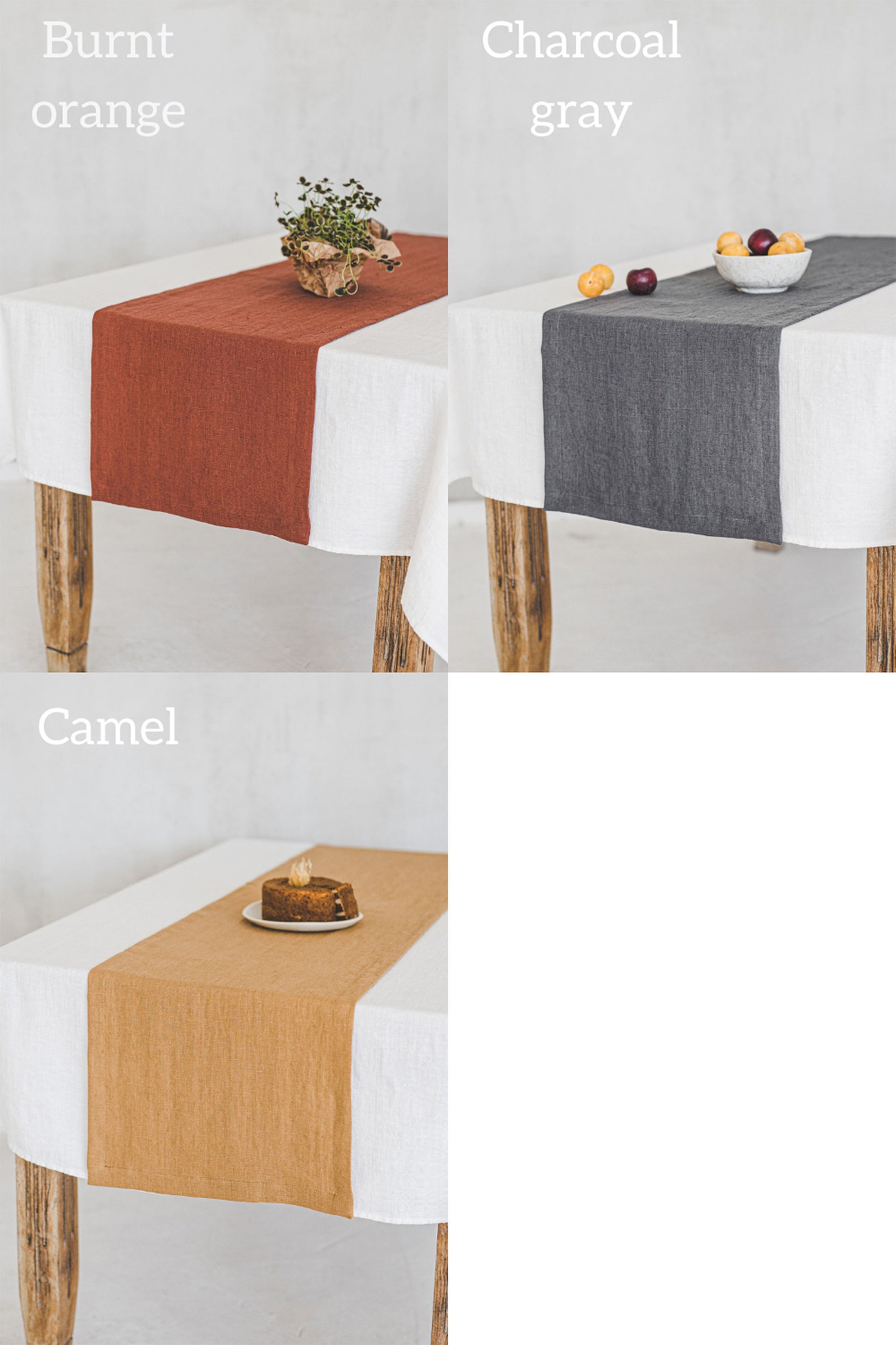 Softened Linen Table Runner With Mitered Corners, Handmade Heavyweight ...