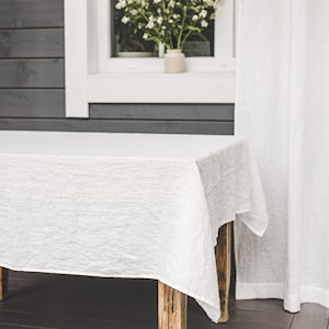 White Linen Tablecloth, Custom Size Linen Tablecloth for Wedding, off ...